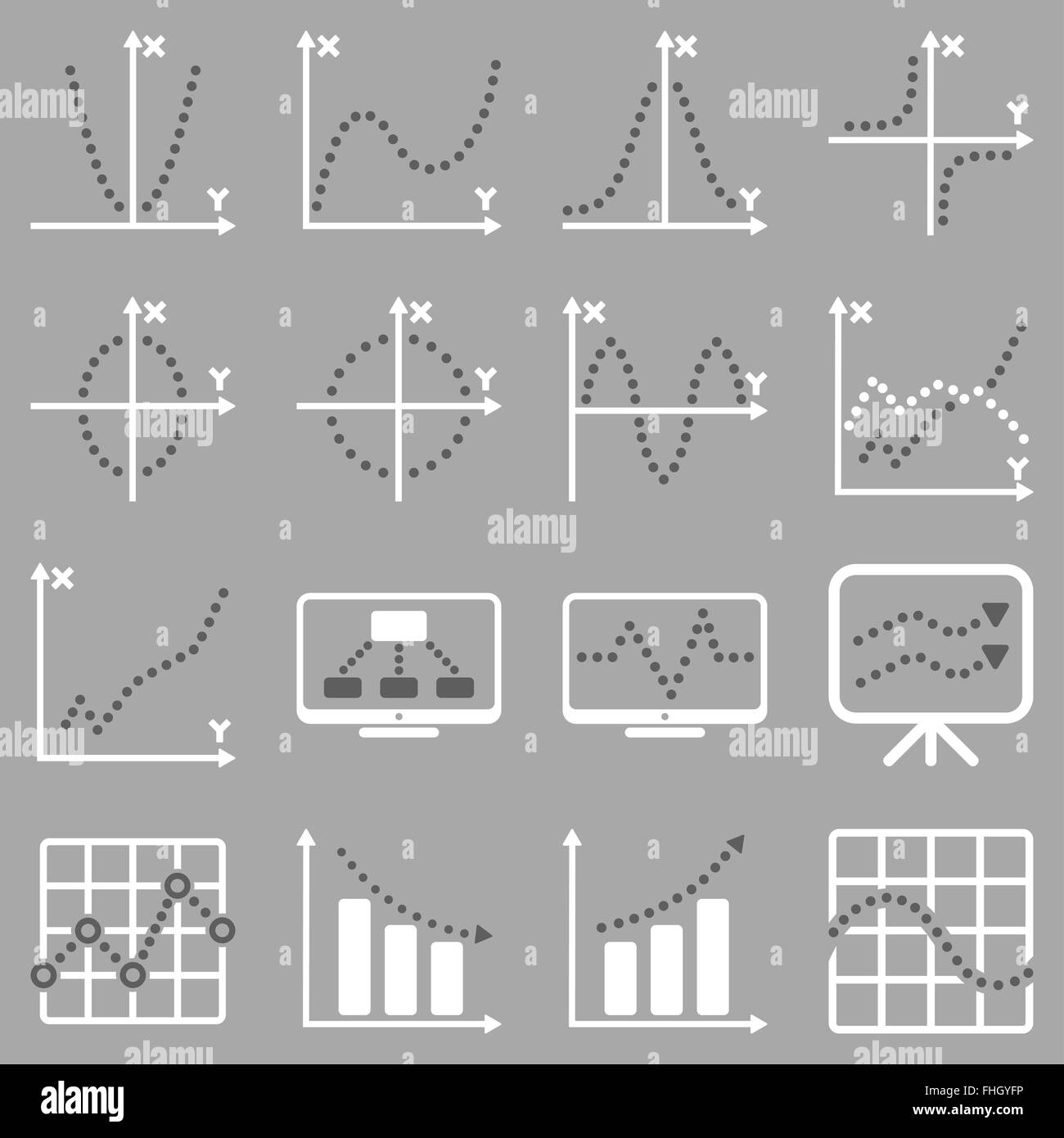 Dotted vector infographic business icons Stock Photo - Alamy
