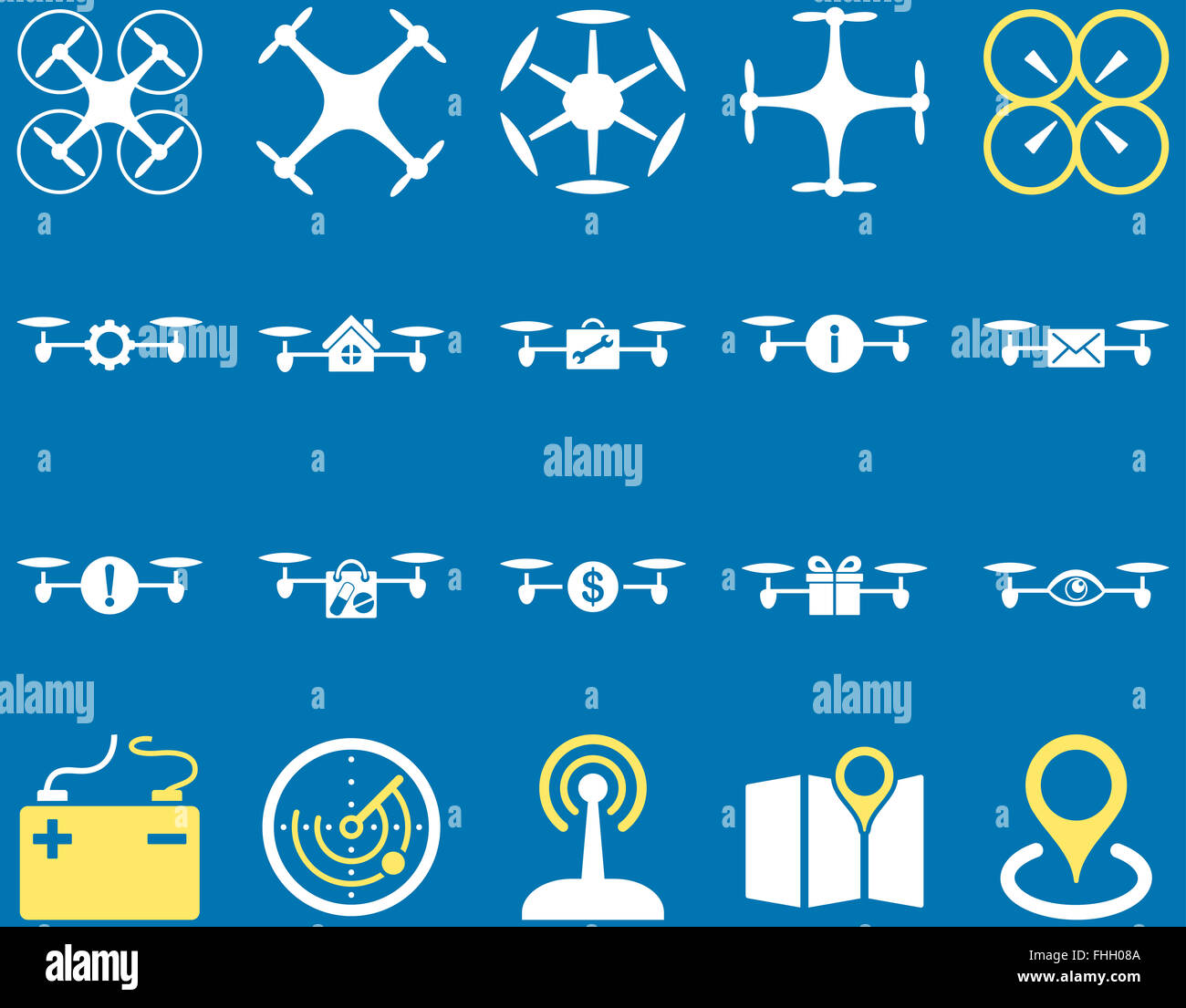 Air drone and quadcopter tool icons Stock Photo - Alamy