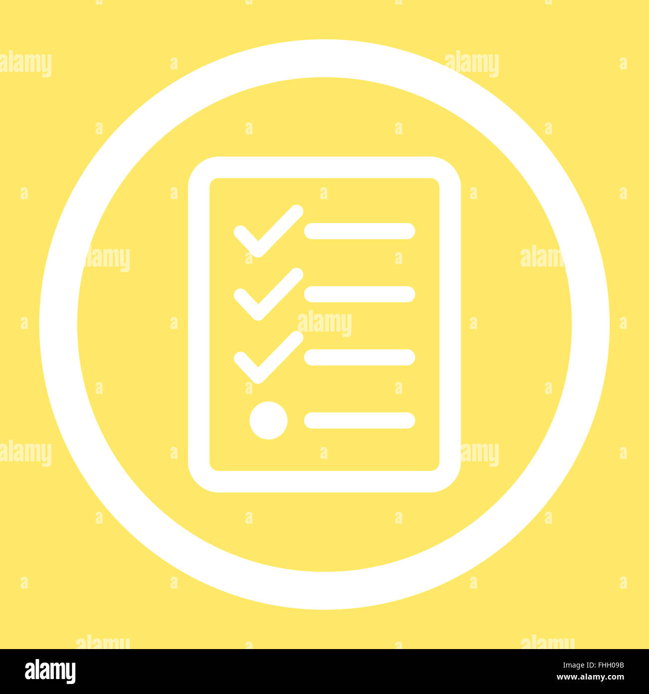 Checklist flat white color rounded vector icon Stock Photo - Alamy