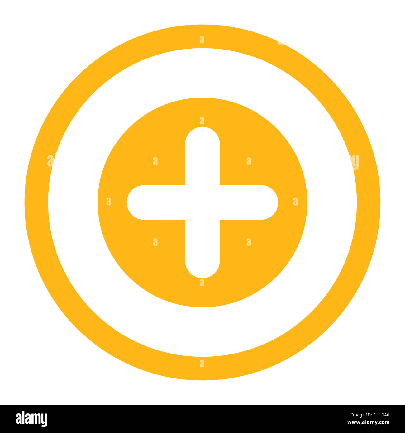 Create flat yellow color rounded raster icon Stock Photo - Alamy