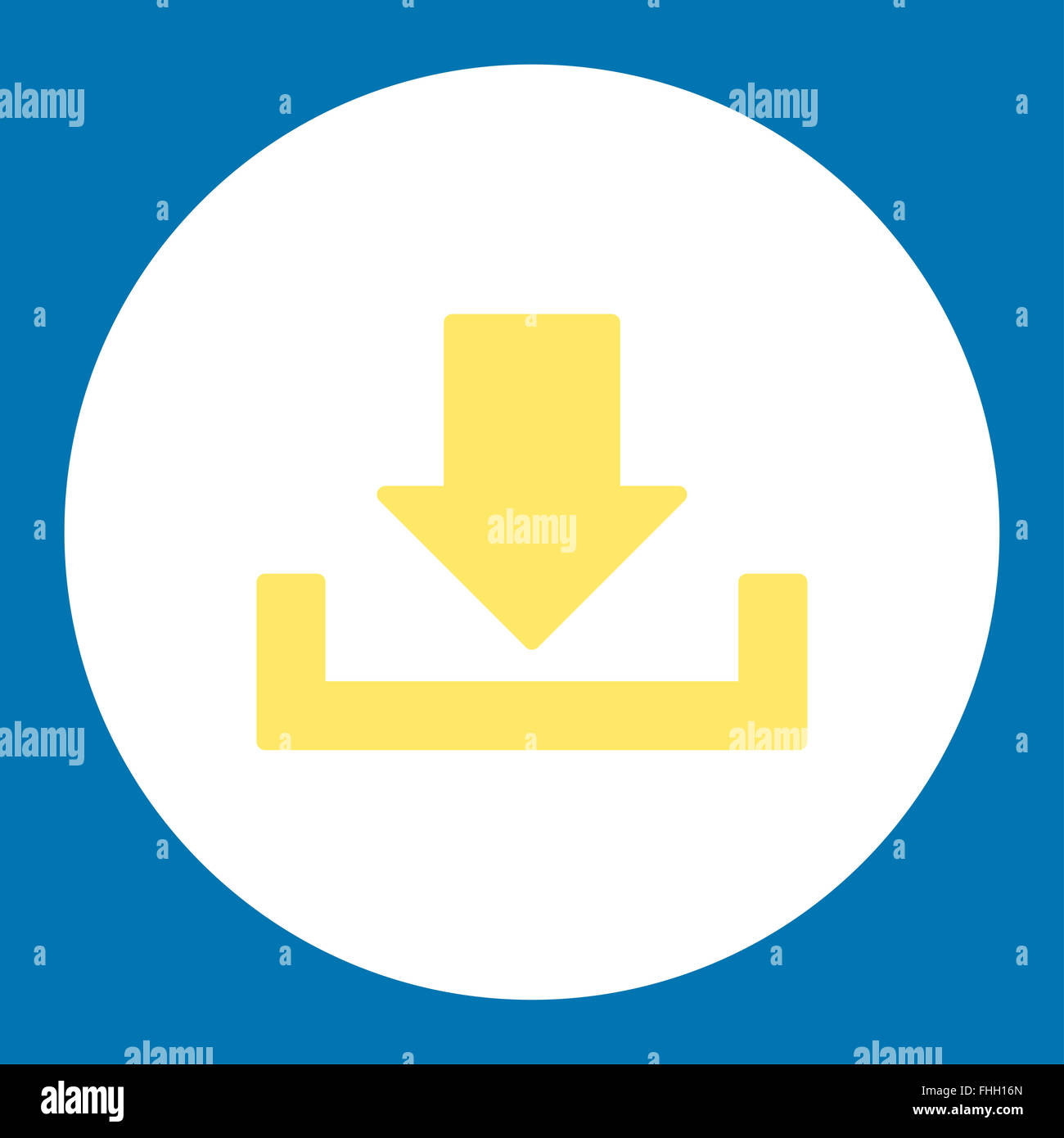 Download flat yellow and white colors round button Stock Photo - Alamy