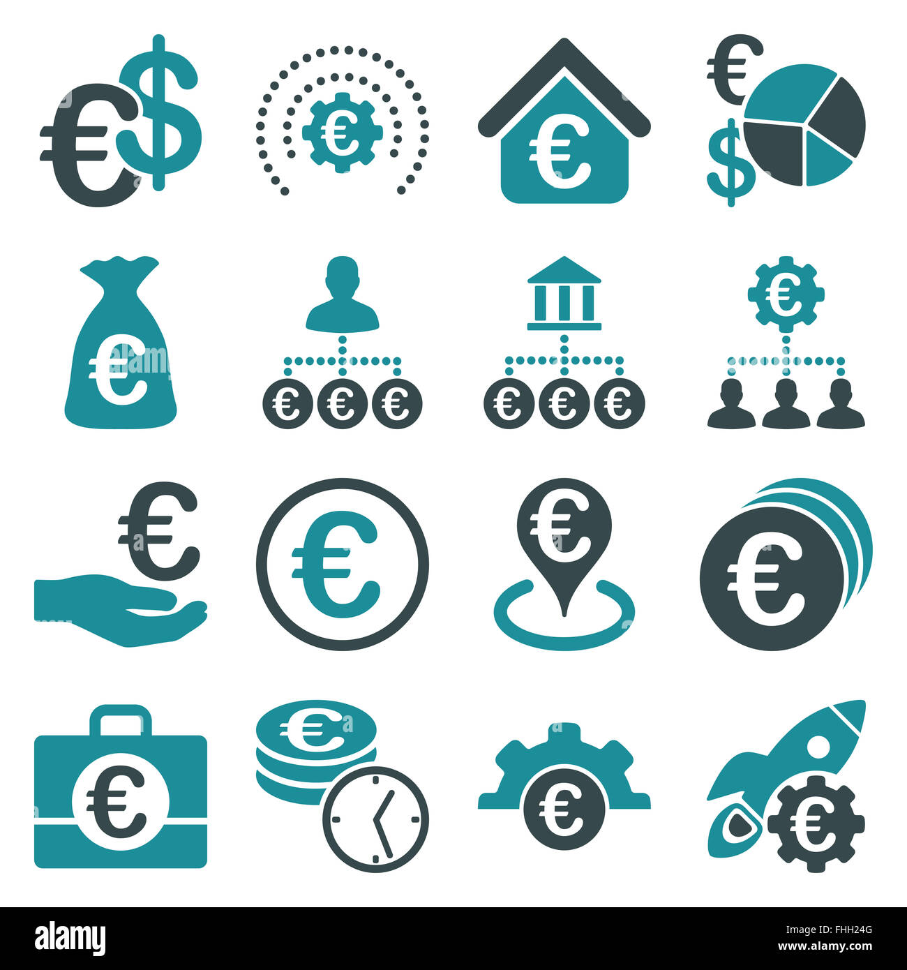 Euro banking business and service tools icons Stock Photo - Alamy