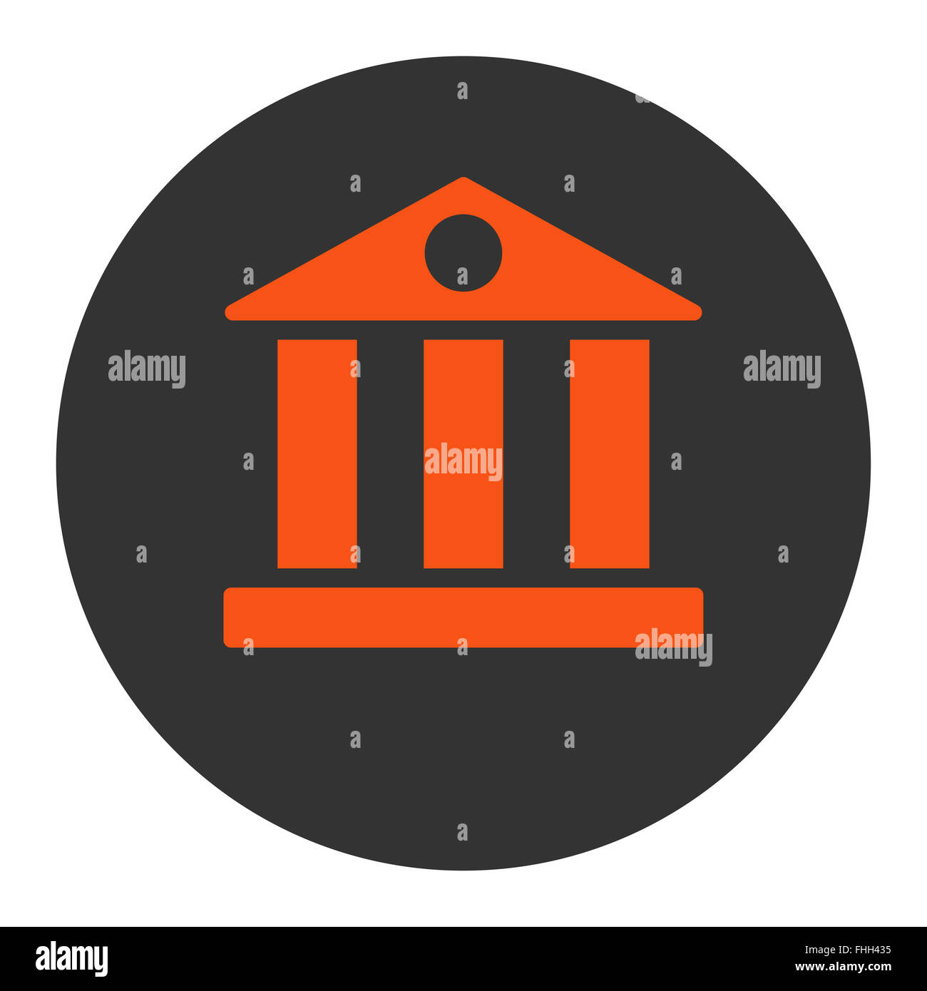 Bank flat orange and gray colors round button Stock Photo - Alamy