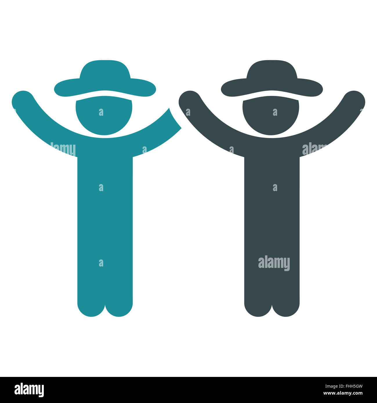 Hands Up Male Persons Icon Stock Photo - Alamy