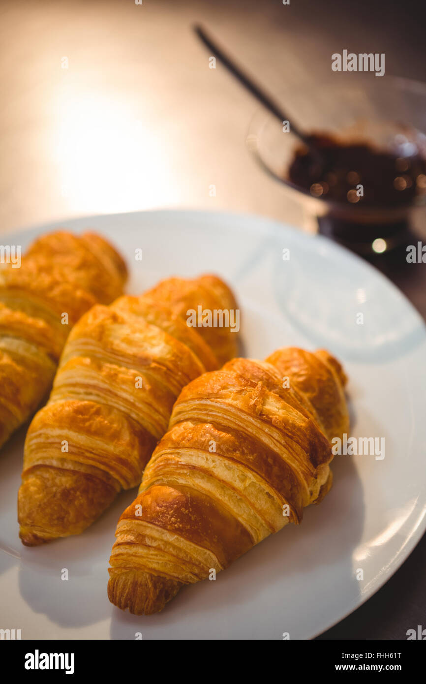 Plate of croissants at the order station Stock Photo - Alamy