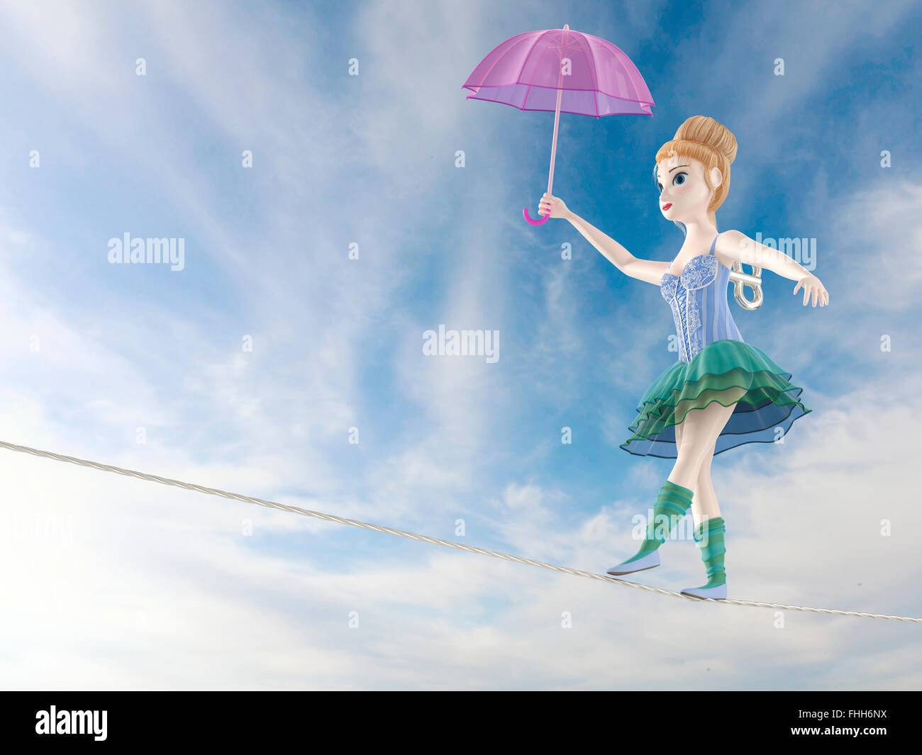 Toy doll, tightrope walker, 3D Rendering Stock Photo - Alamy