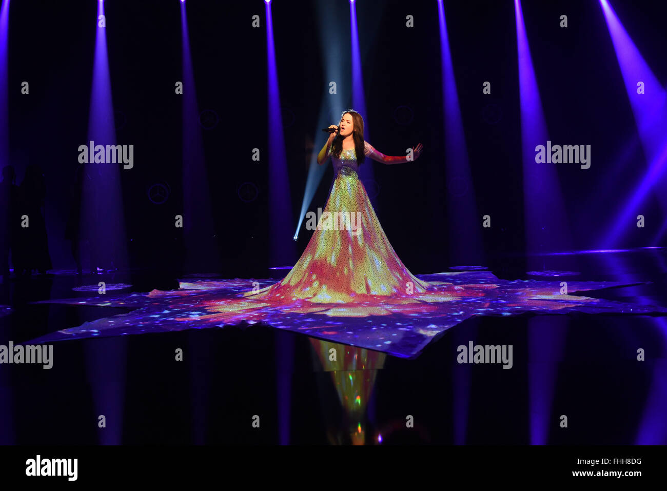 Cologne, Germany. 24th Feb, 2016. Singer Laura Pinski performing during ...