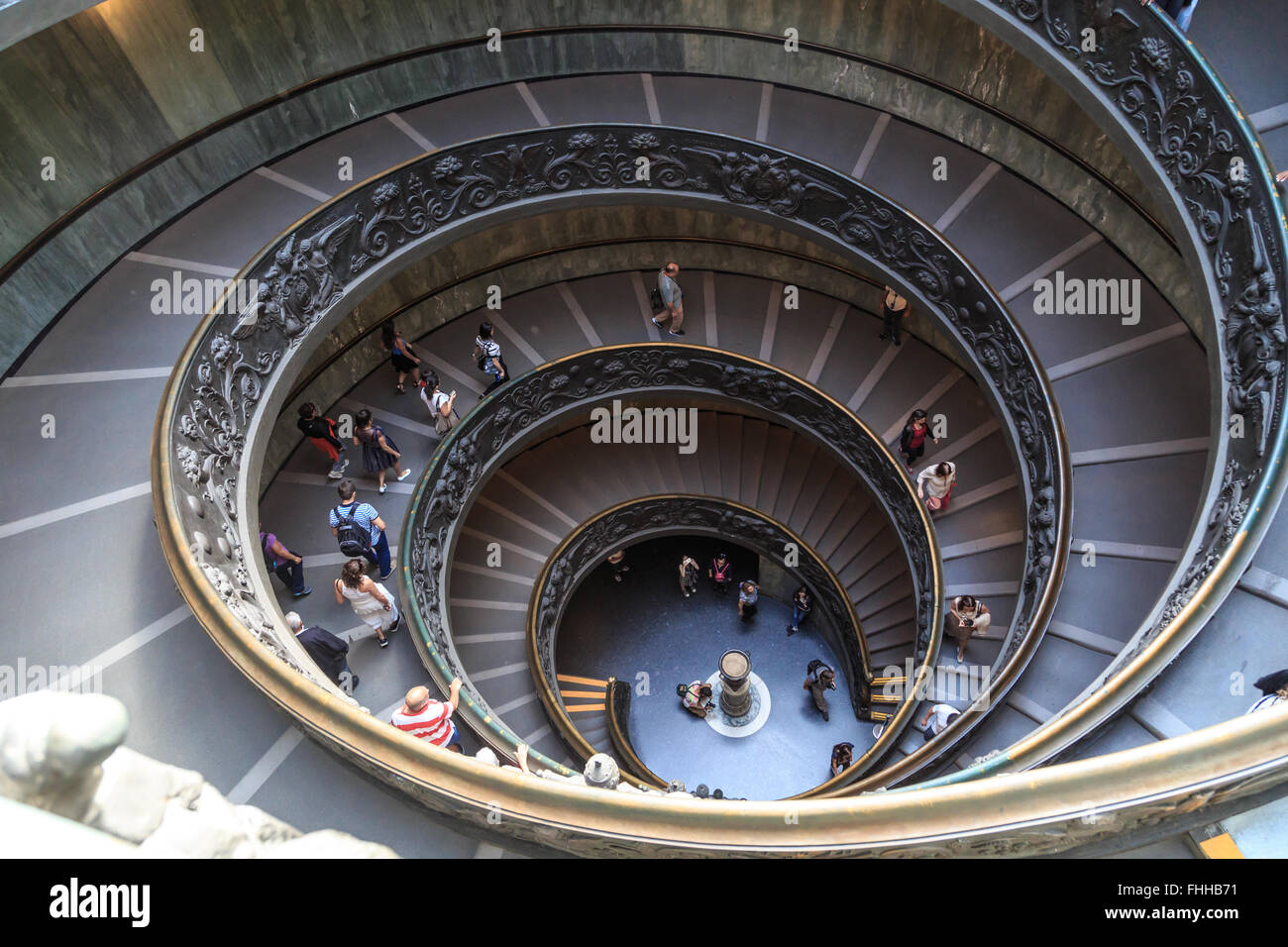 ROME, ITALY - SEPTEMBER 25, 2016 : Top view of famous stairs with round ...