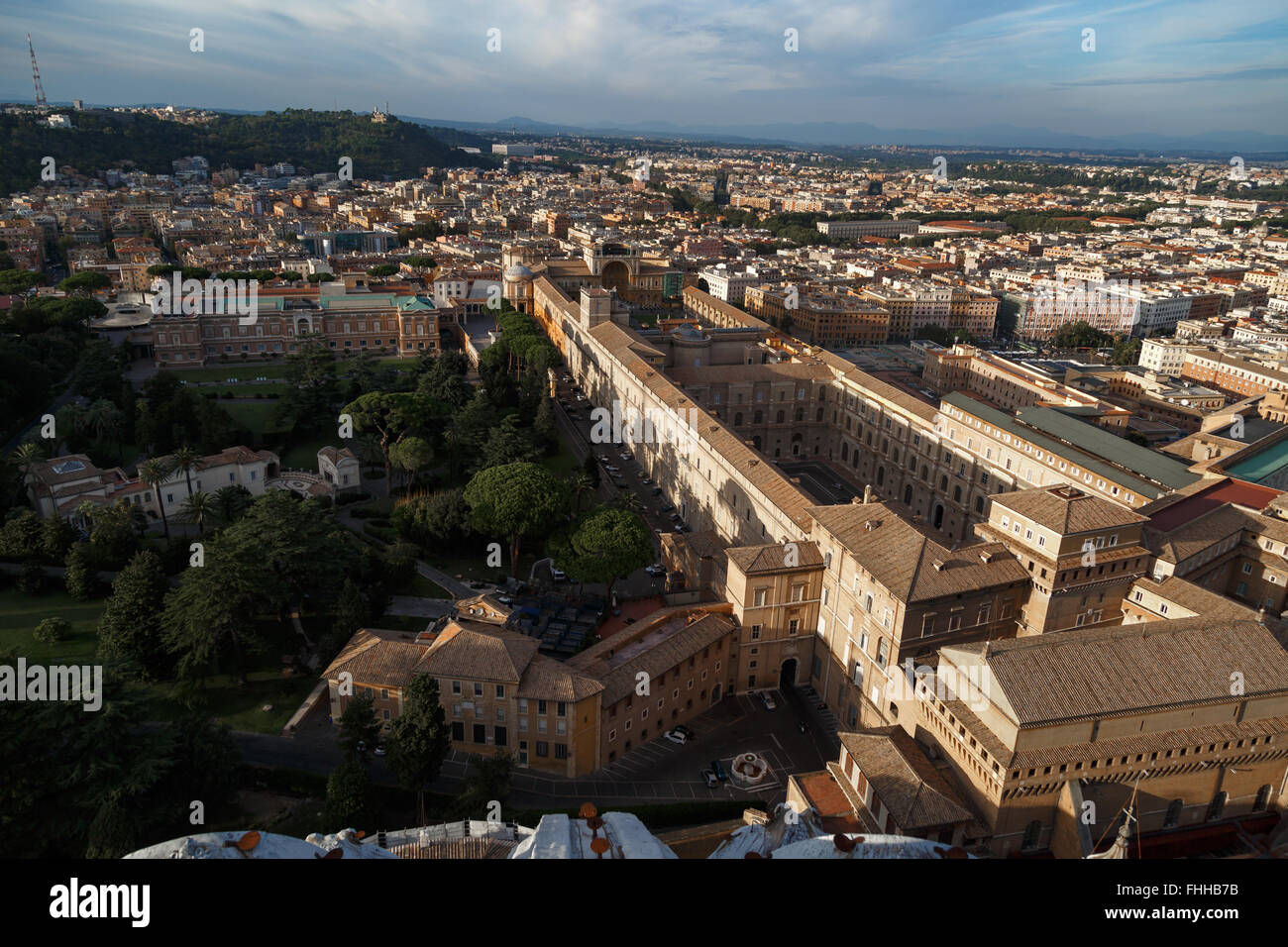 Top view of Vatican City from the dome of St. Peter's Basilica in Italy ...