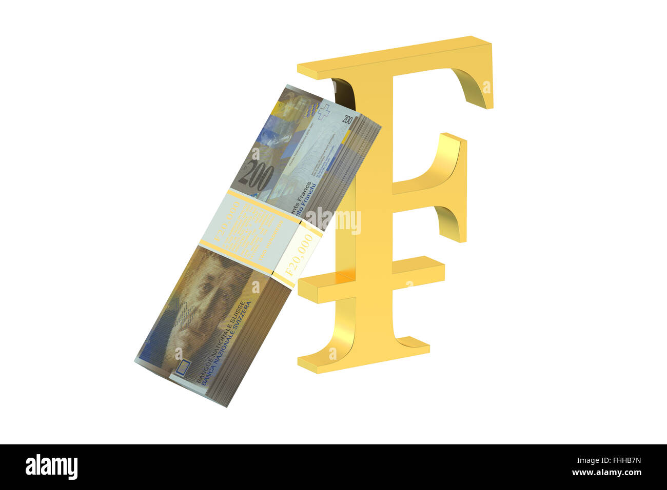 pack of swiss franc with franc symbol isolated on white background ...