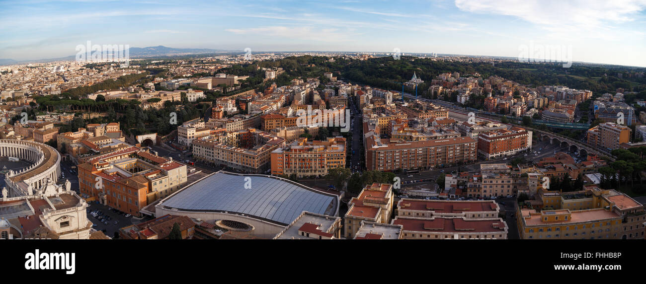 Top view of Vatican City from the dome of St. Peter's Basilica in Italy ...