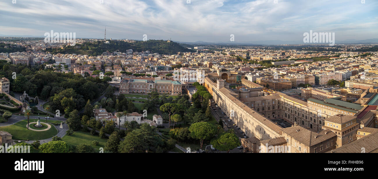 Top view of Vatican City from the dome of St. Peter's Basilica in Italy ...