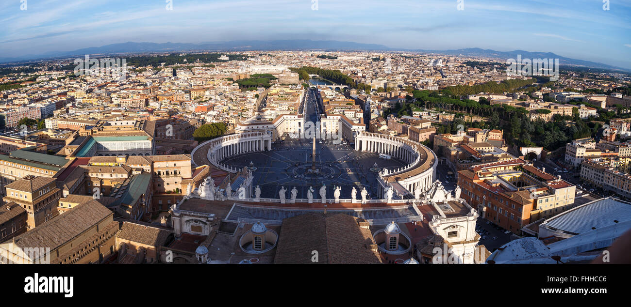 Top view of Vatican City from the dome of St. Peter's Basilica in Italy ...