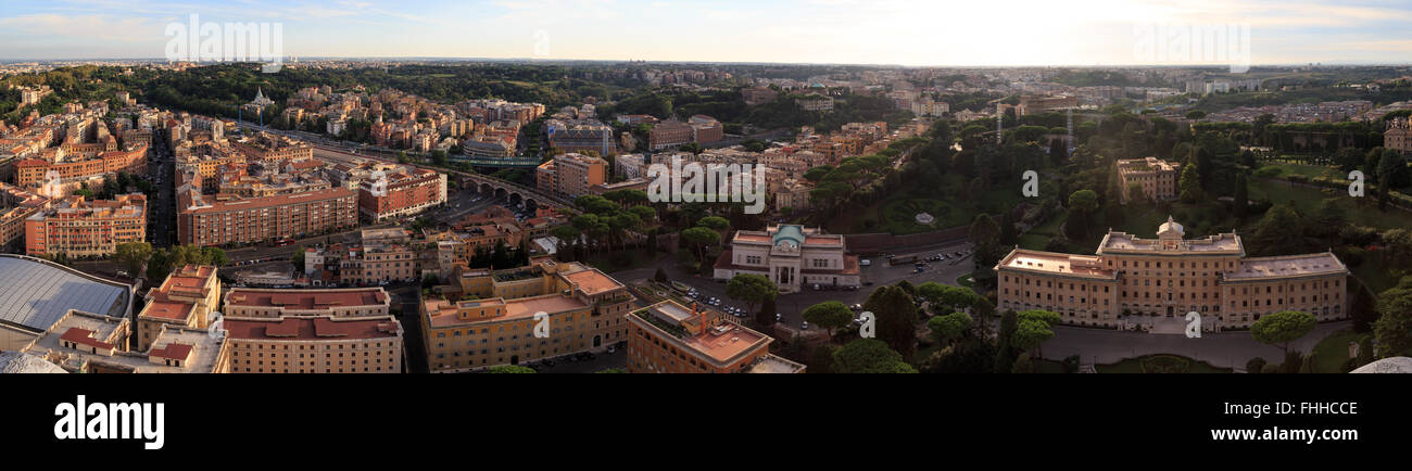 Top view of Vatican City from the dome of St. Peter's Basilica in Italy ...