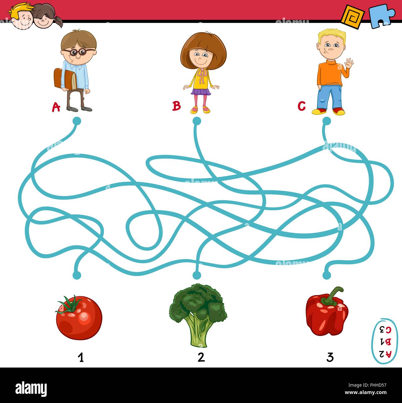 Cartoon Illustration of Educational Paths or Maze Puzzle Task for ...