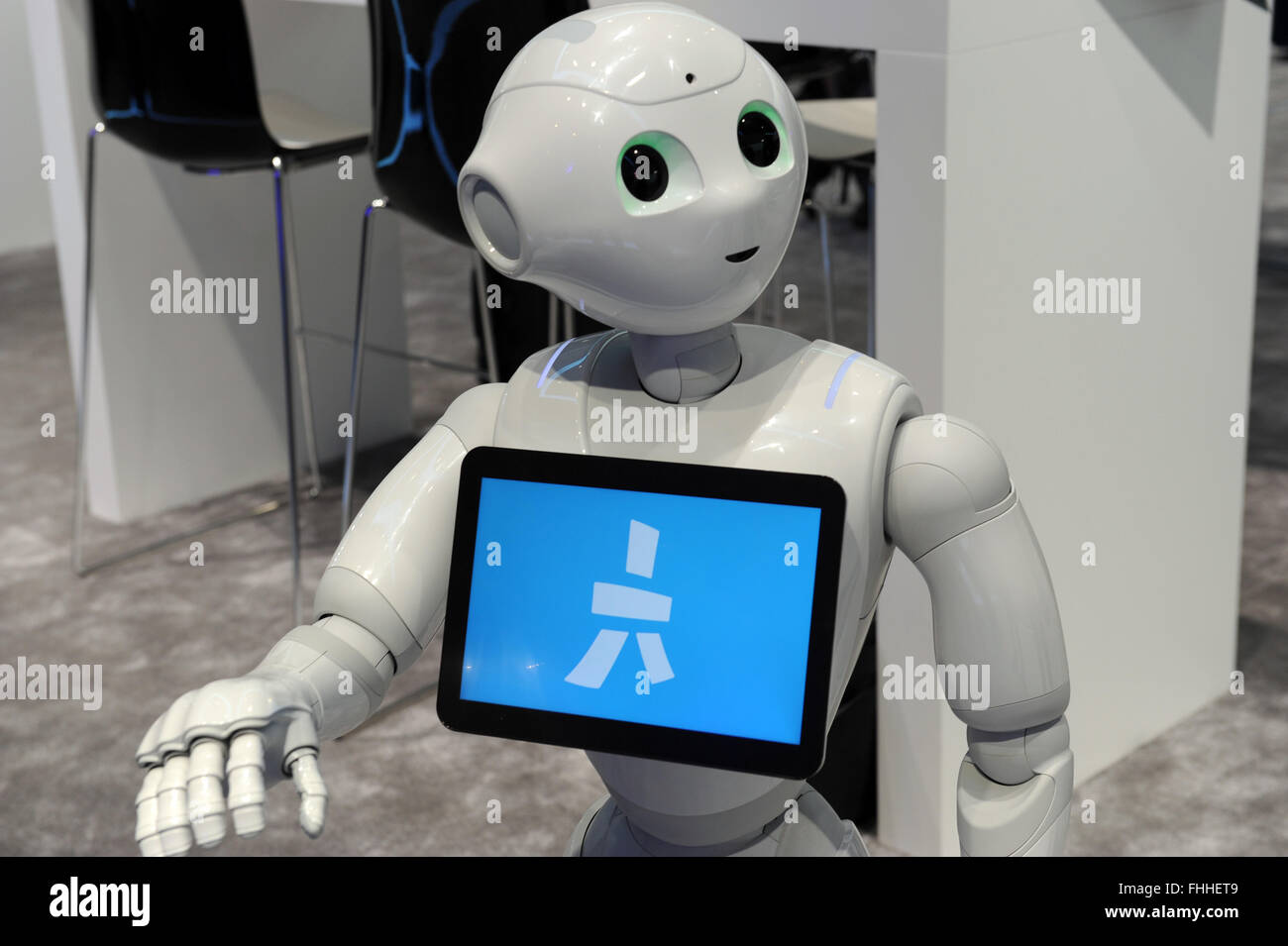 Barcelona, Spain. 25th Feb, 2016. The robot 'Pepper' from Japanese ...