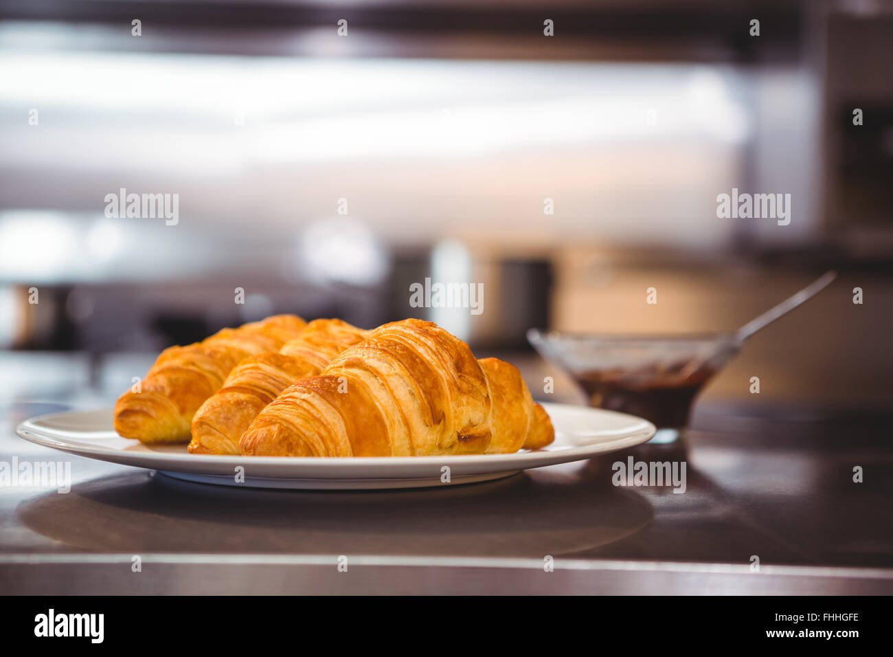 Plate of croissants at the order station Stock Photo - Alamy