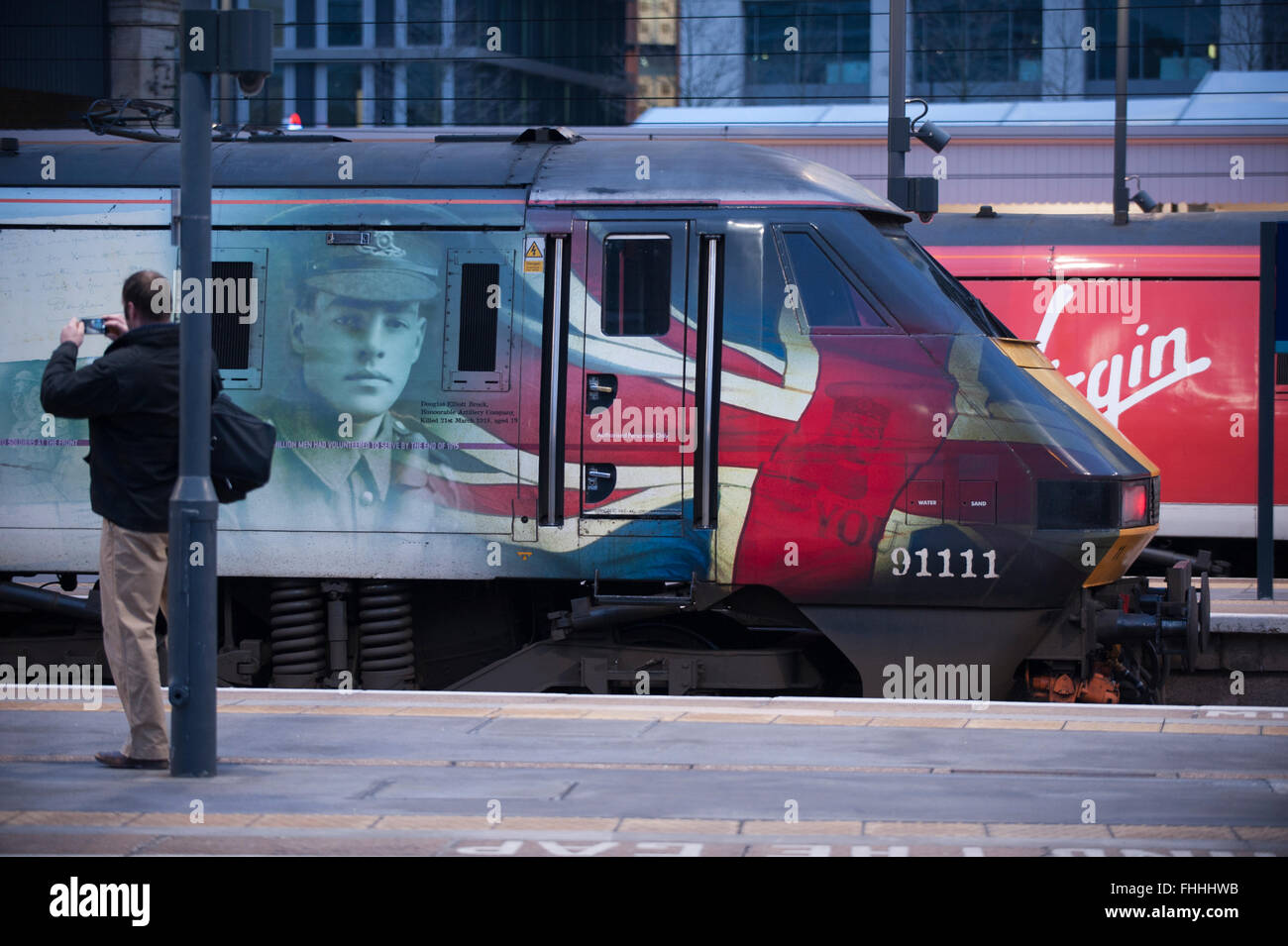Virgin Trains Class 91 locomotive 91111 For The Fallen in Kings Cross ...