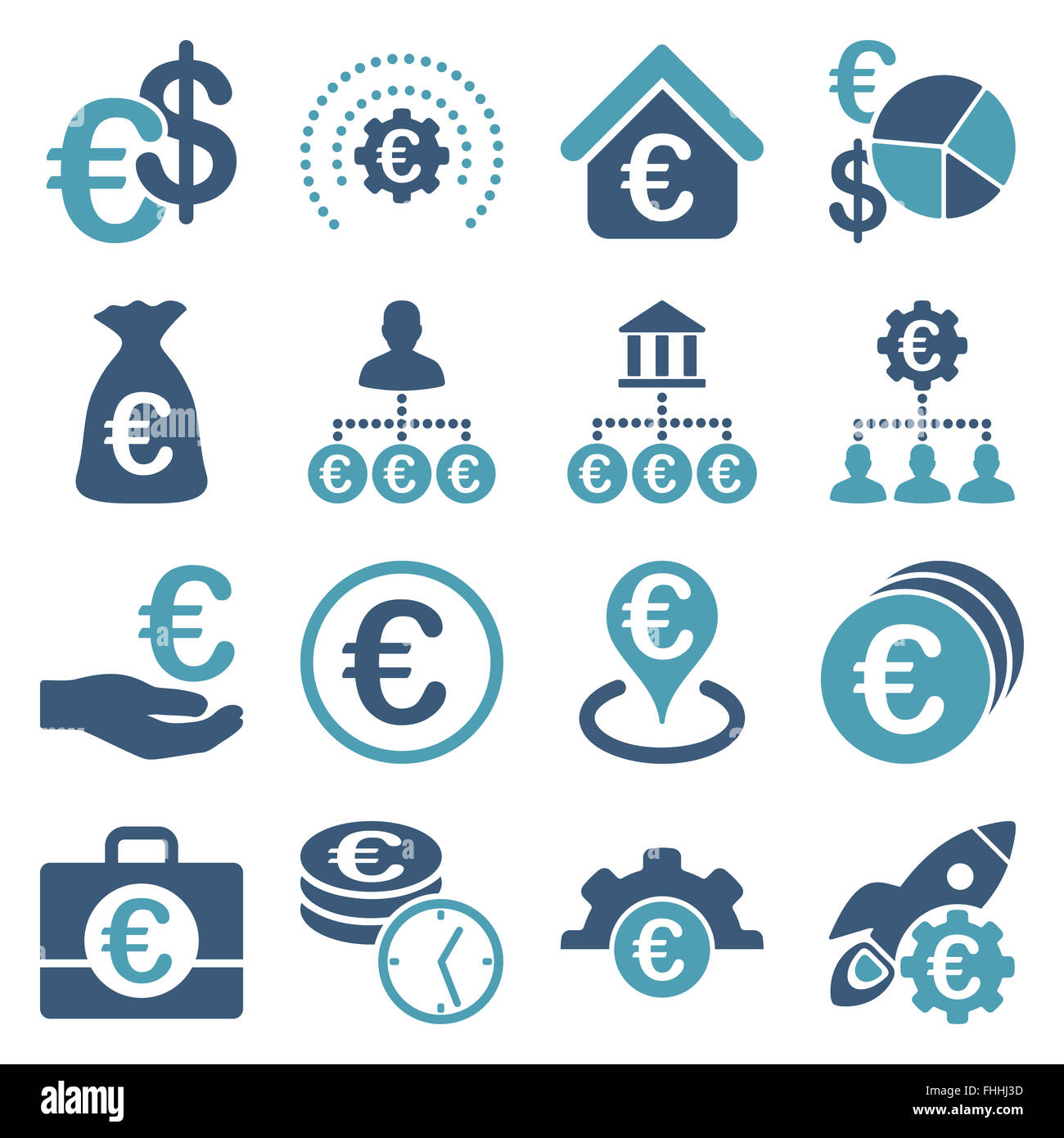 Euro banking business and service tools icons Stock Photo - Alamy