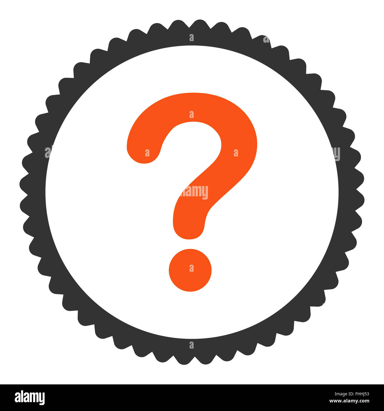 Question flat orange and gray colors round stamp icon Stock Photo - Alamy