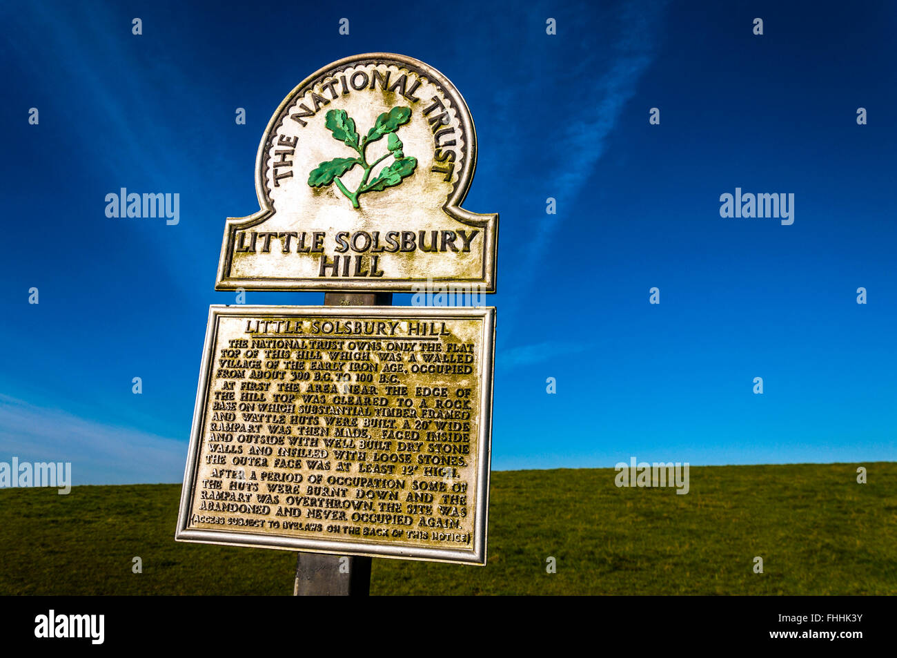 Little Solsbury Hill signage sign Stock Photo - Alamy