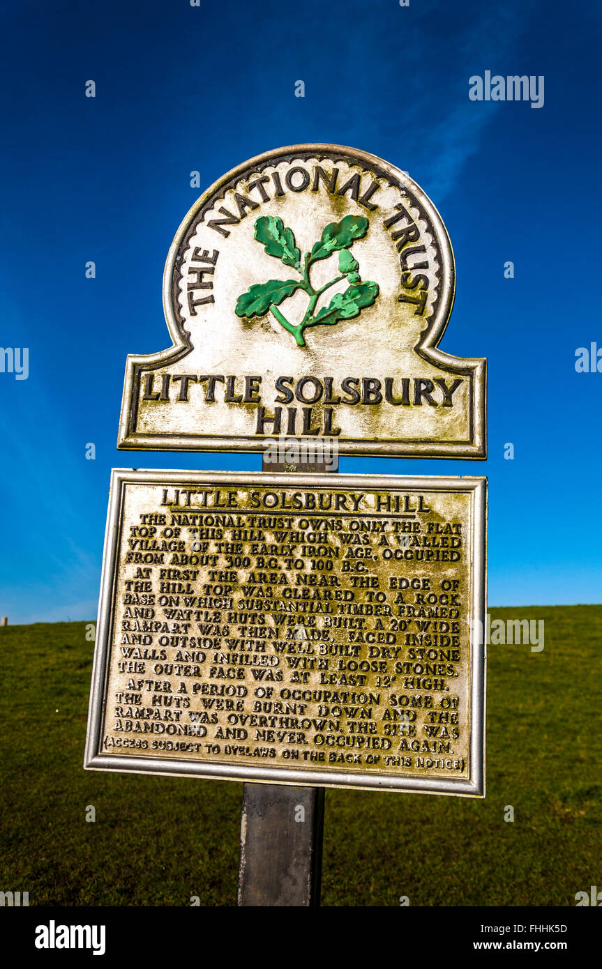 Little Solsbury Hill signage sign Stock Photo - Alamy