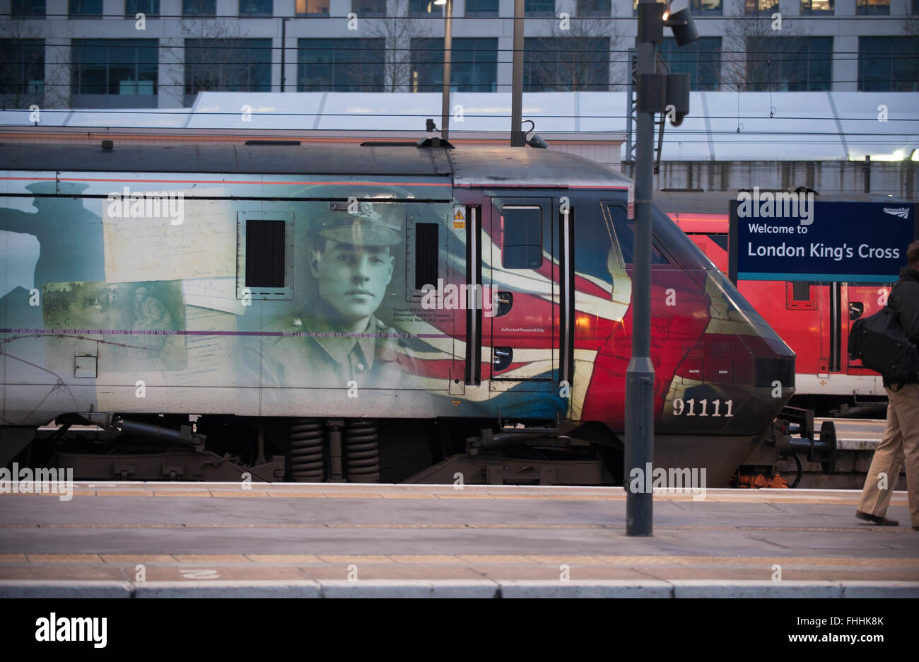 Virgin Trains Class 91 locomotive 91111 For The Fallen in Kings Cross ...