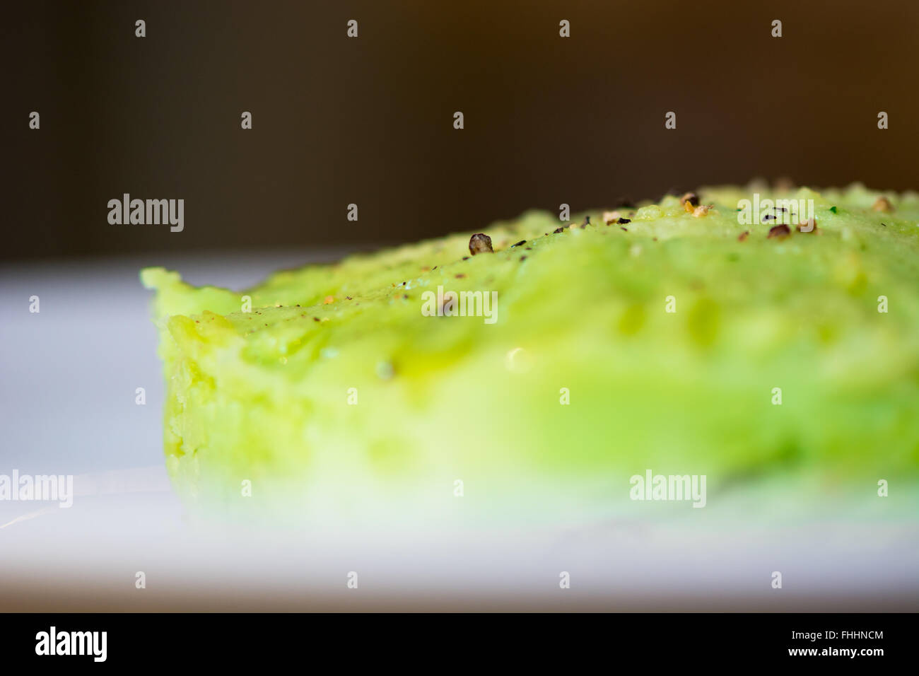 Green mashed potato. French restaurant prepared mash, green by ...