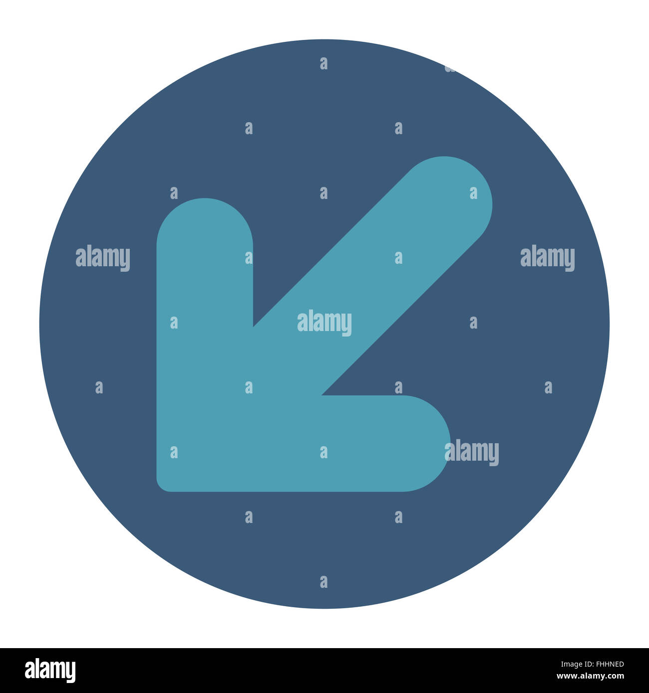 Arrow Down Left flat cyan and blue colors round button Stock Photo - Alamy