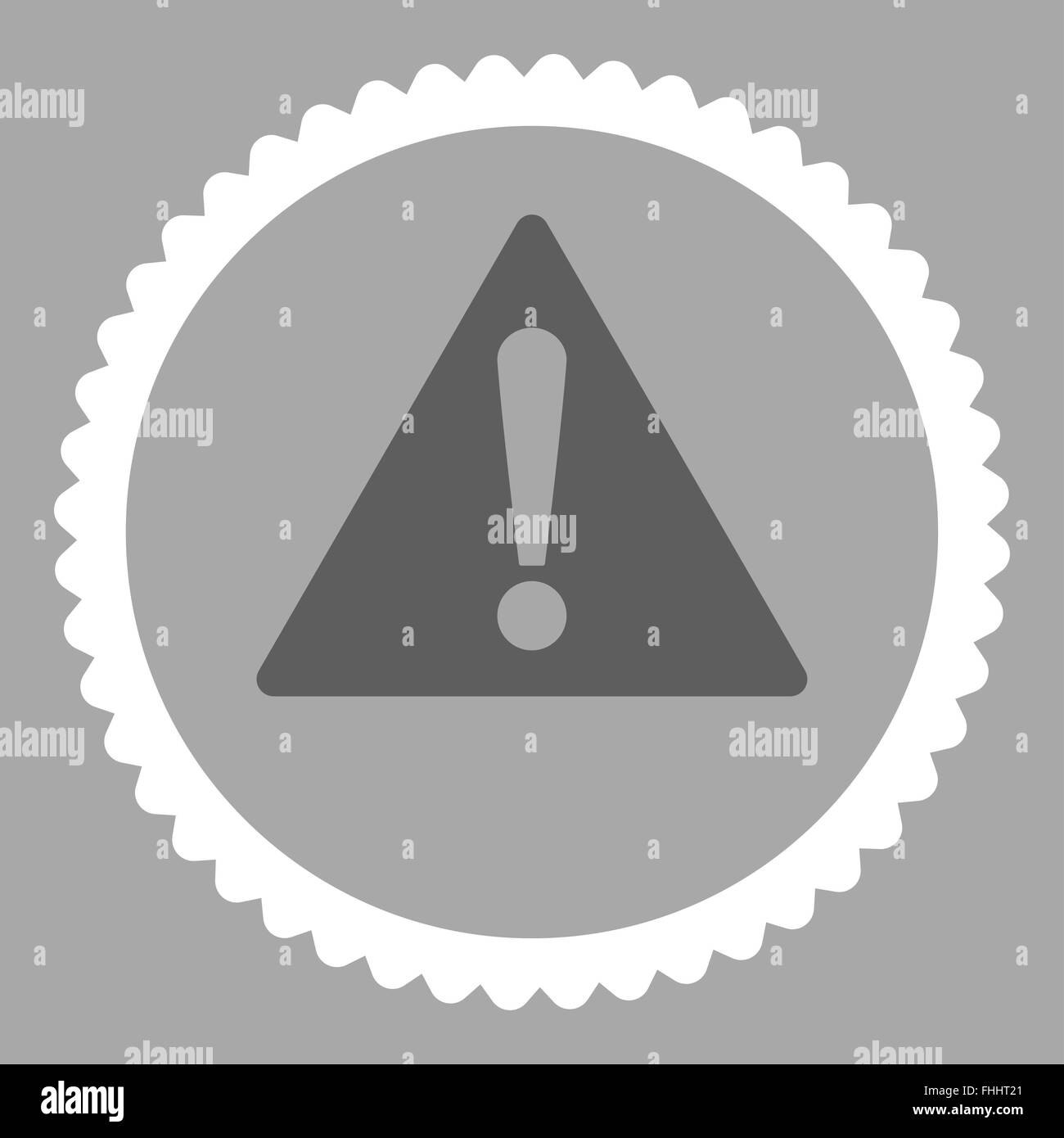 Warning flat dark gray and white colors round stamp icon Stock Photo ...