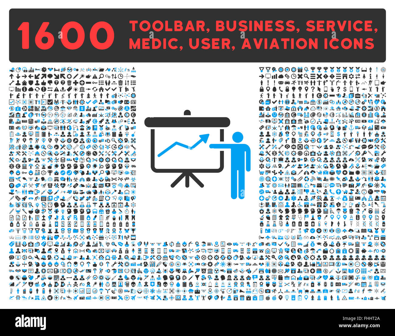 Project Presentation Icon With Large Pictogram Collection Stock Photo ...
