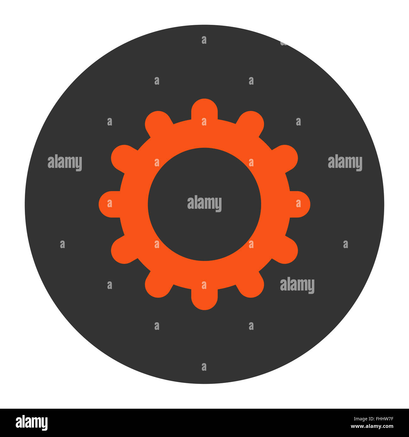 Gear flat orange and gray colors round button Stock Photo - Alamy