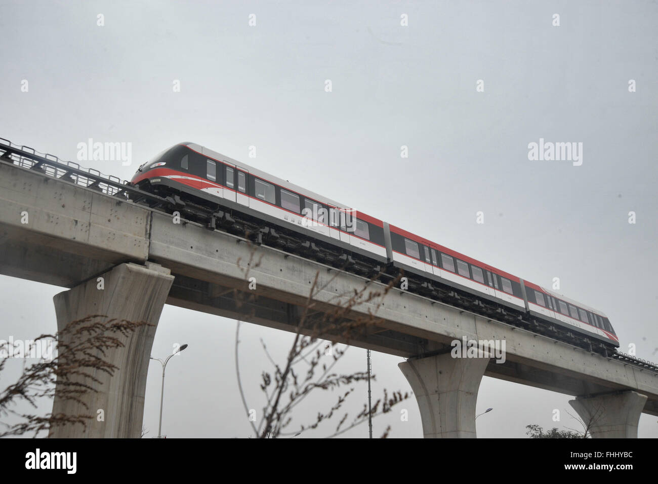 Changsha, China's Hunan Province. 25th Feb, 2016. A maglev train loaded ...