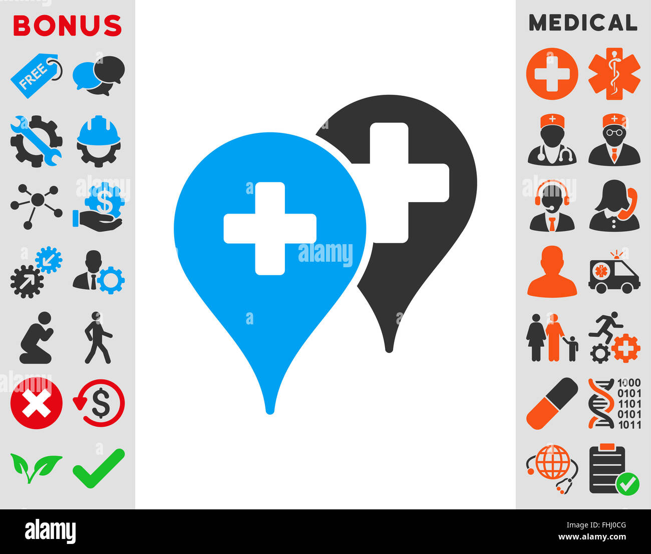 Medical Map Markers Icon Stock Photo - Alamy