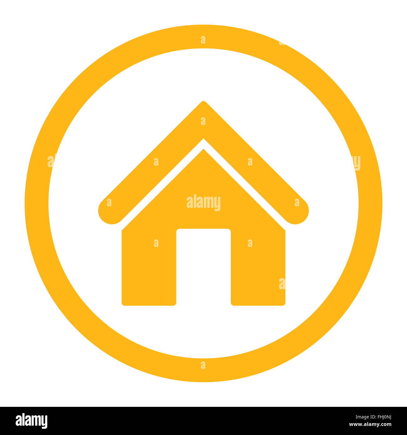 Home flat yellow color rounded vector icon Stock Photo - Alamy