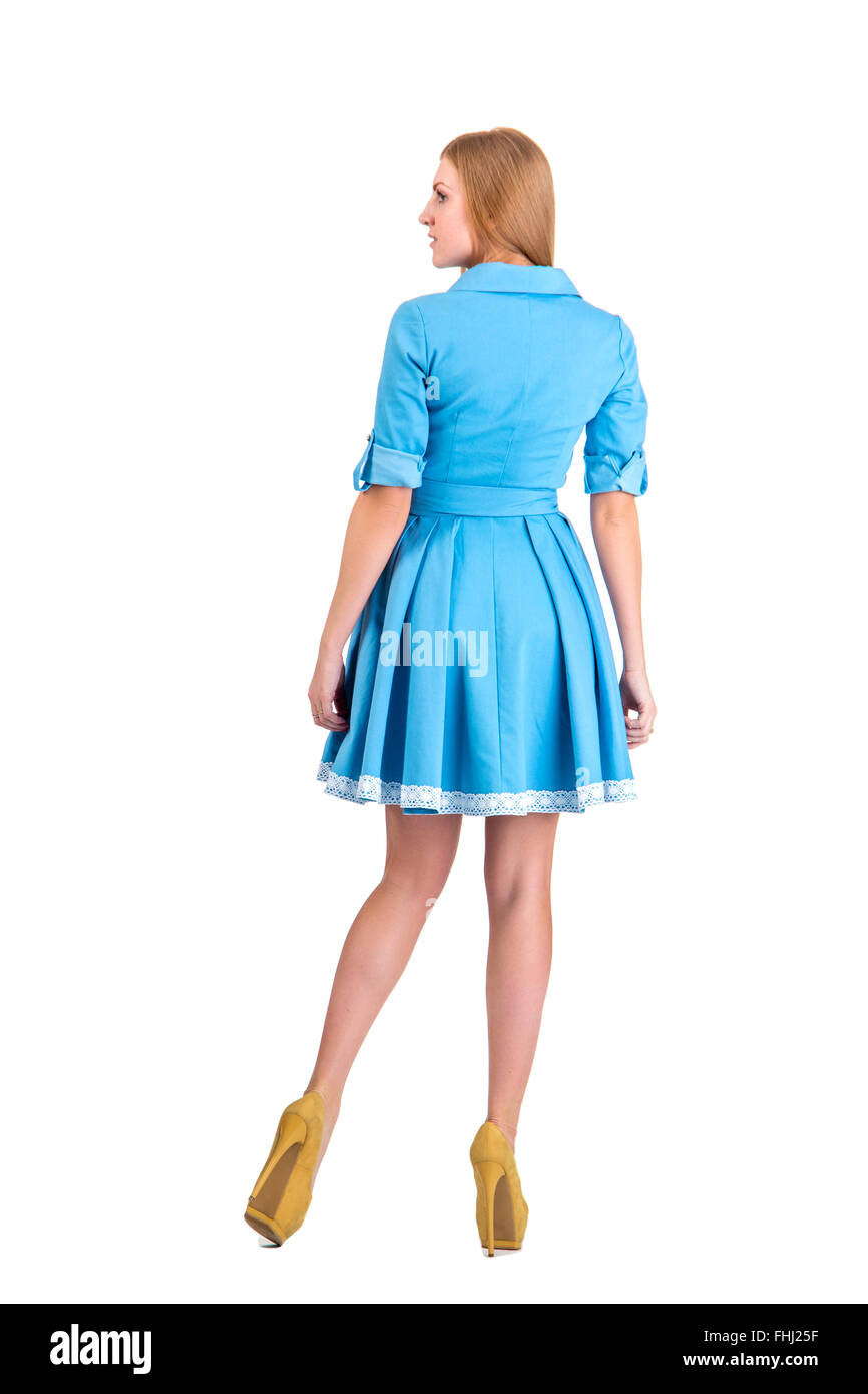 girl in a dress on a white background Stock Photo - Alamy