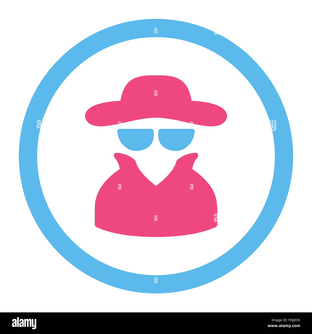Spy flat pink and blue colors rounded vector icon Stock Photo - Alamy