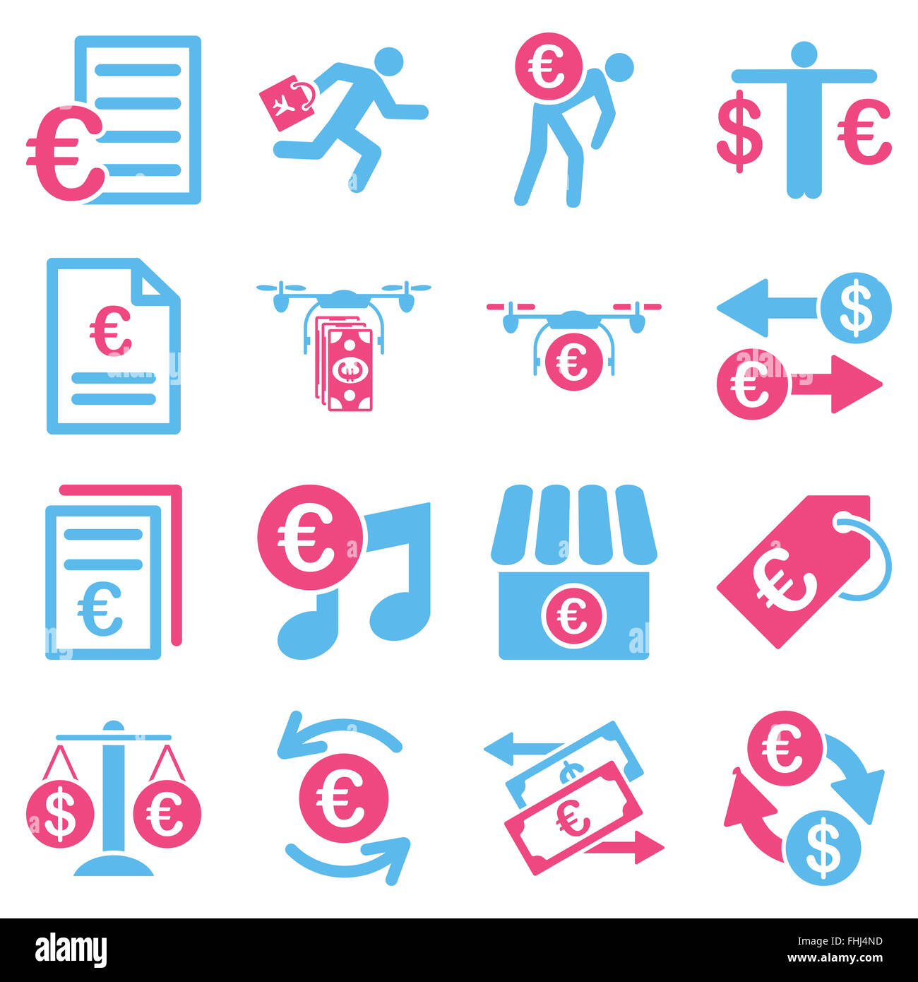 Euro banking business and service tools icons Stock Photo - Alamy
