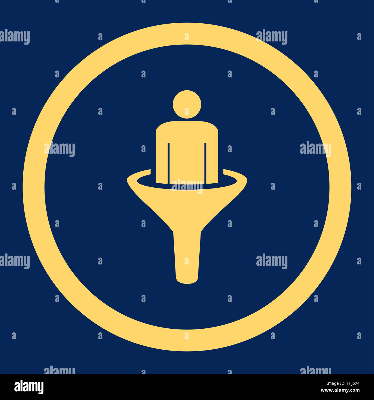 Sales funnel flat yellow color rounded vector icon Stock Photo - Alamy