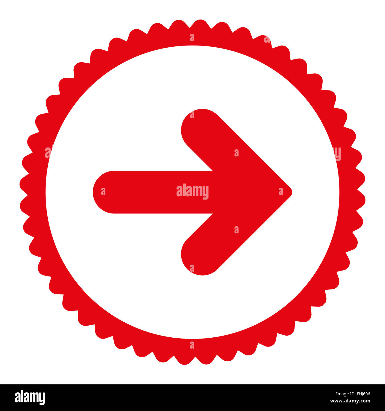 Arrow Right flat red color round stamp icon Stock Photo - Alamy