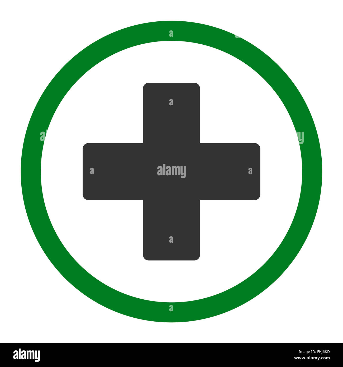 Plus flat green and gray colors rounded vector icon Stock Photo - Alamy