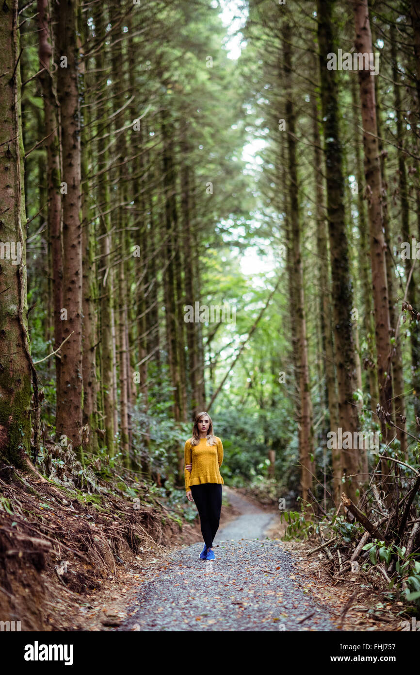 Pretty blonde woman on a walk Stock Photo - Alamy