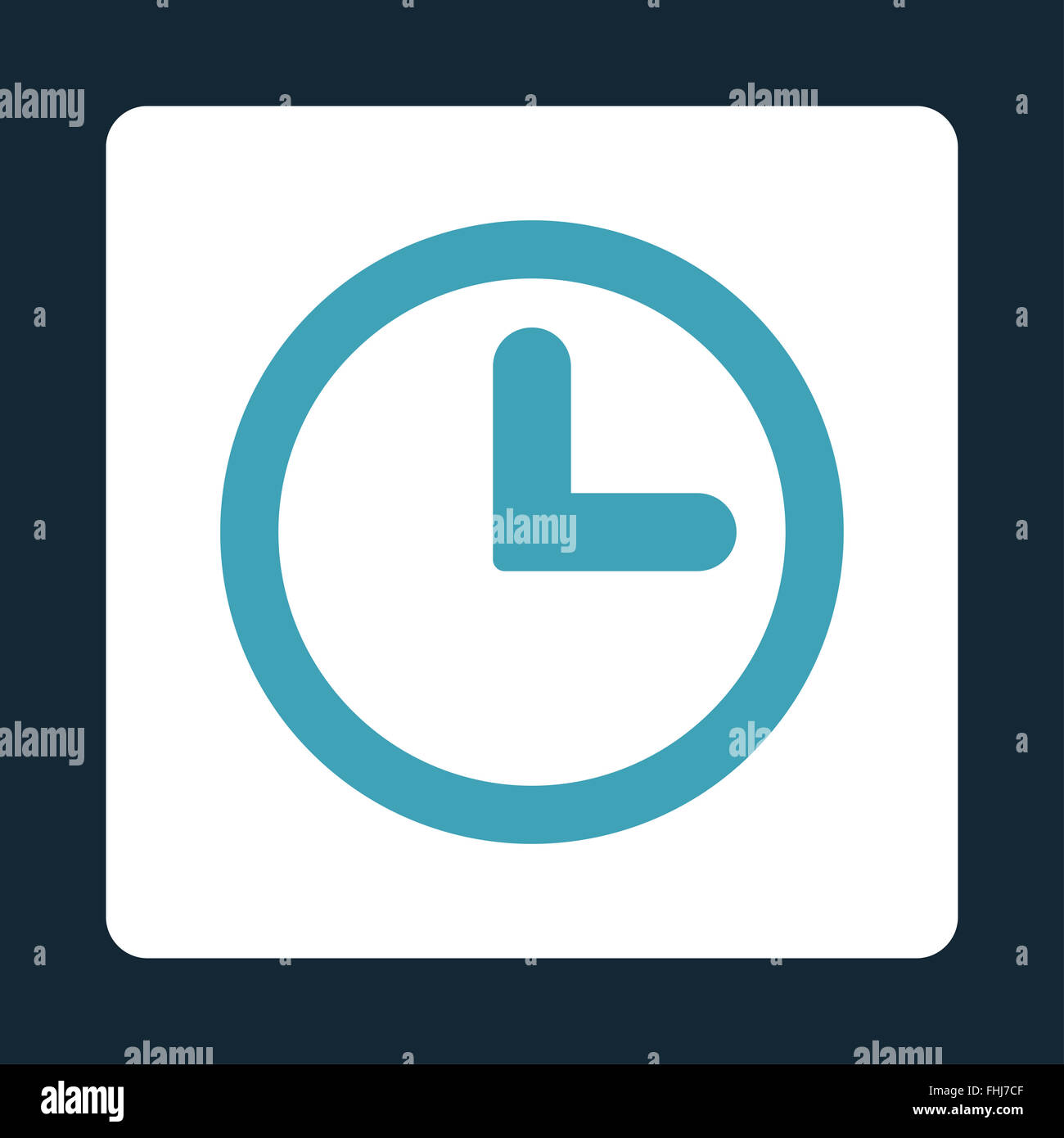Clock flat blue and white colors rounded button Stock Photo - Alamy