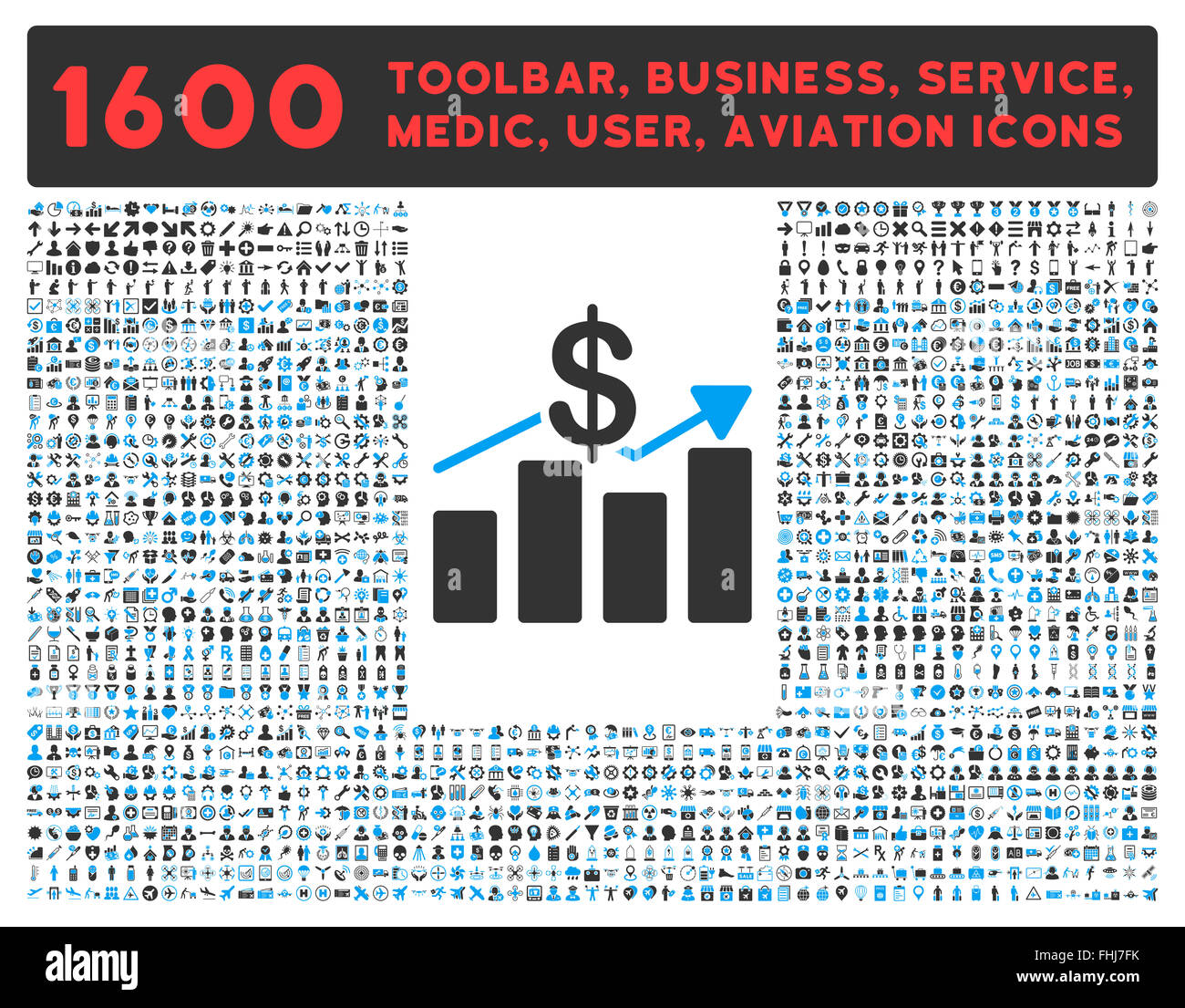 Sales Icon With Large Pictogram Collection Stock Photo - Alamy