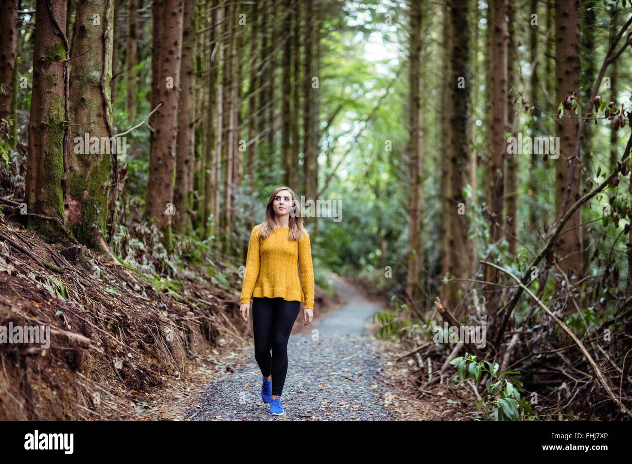 Pretty blonde woman on a walk Stock Photo - Alamy