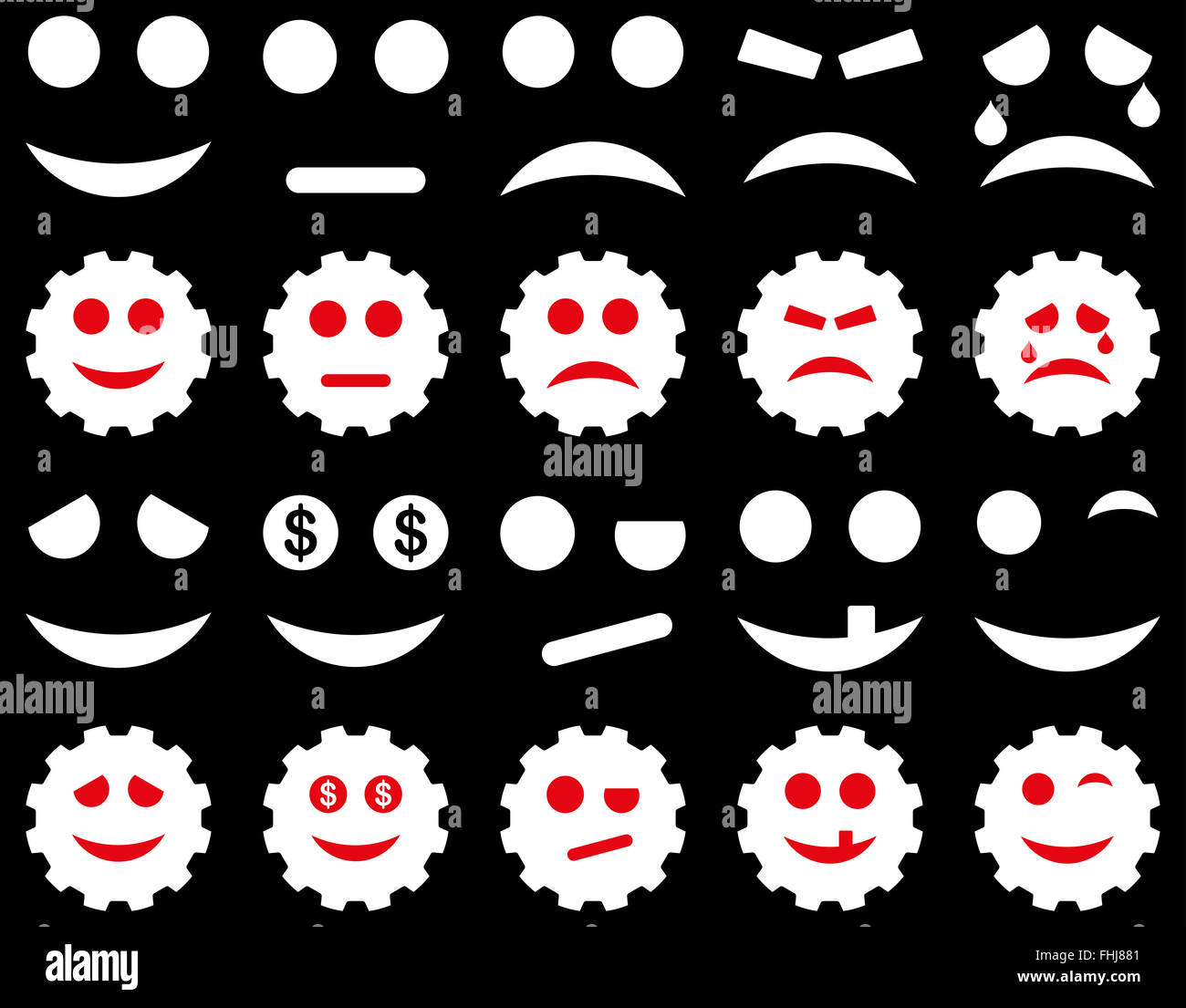 Tools, gears, smiles, emoticons icons Stock Photo - Alamy