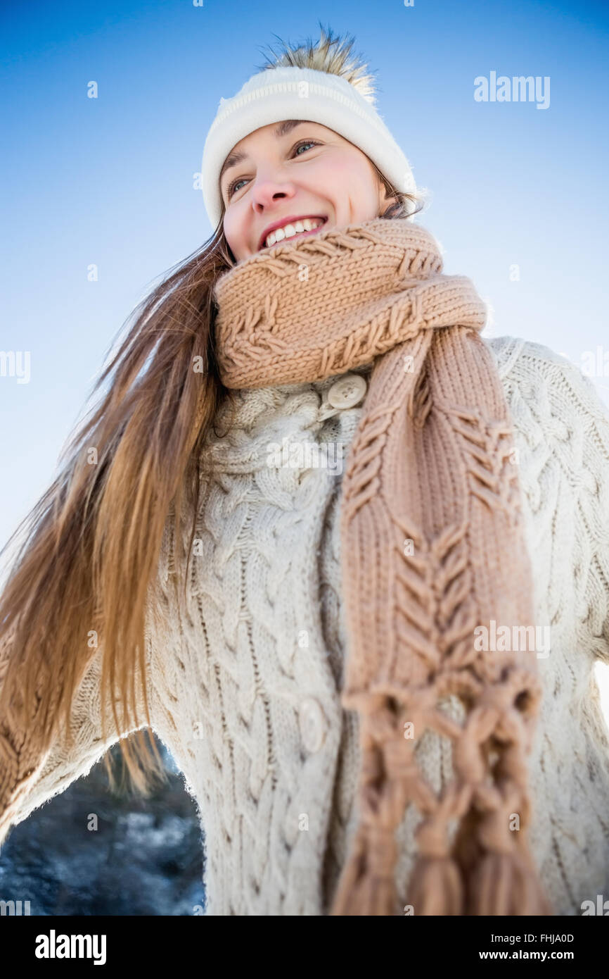 Smiling woman in winter clothes Stock Photo - Alamy