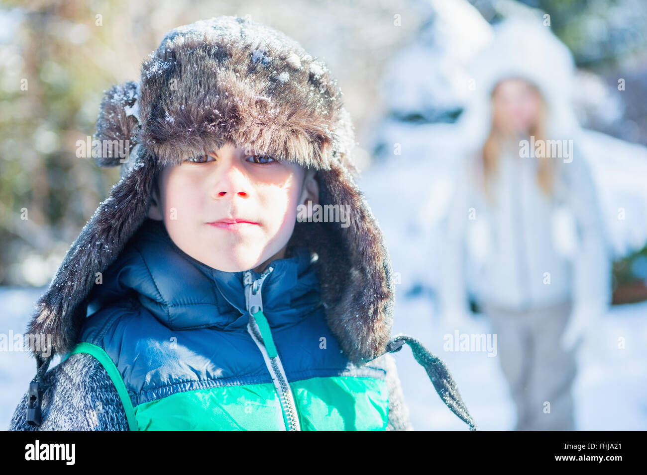 Portrait of cute boy in winter clothes Stock Photo - Alamy