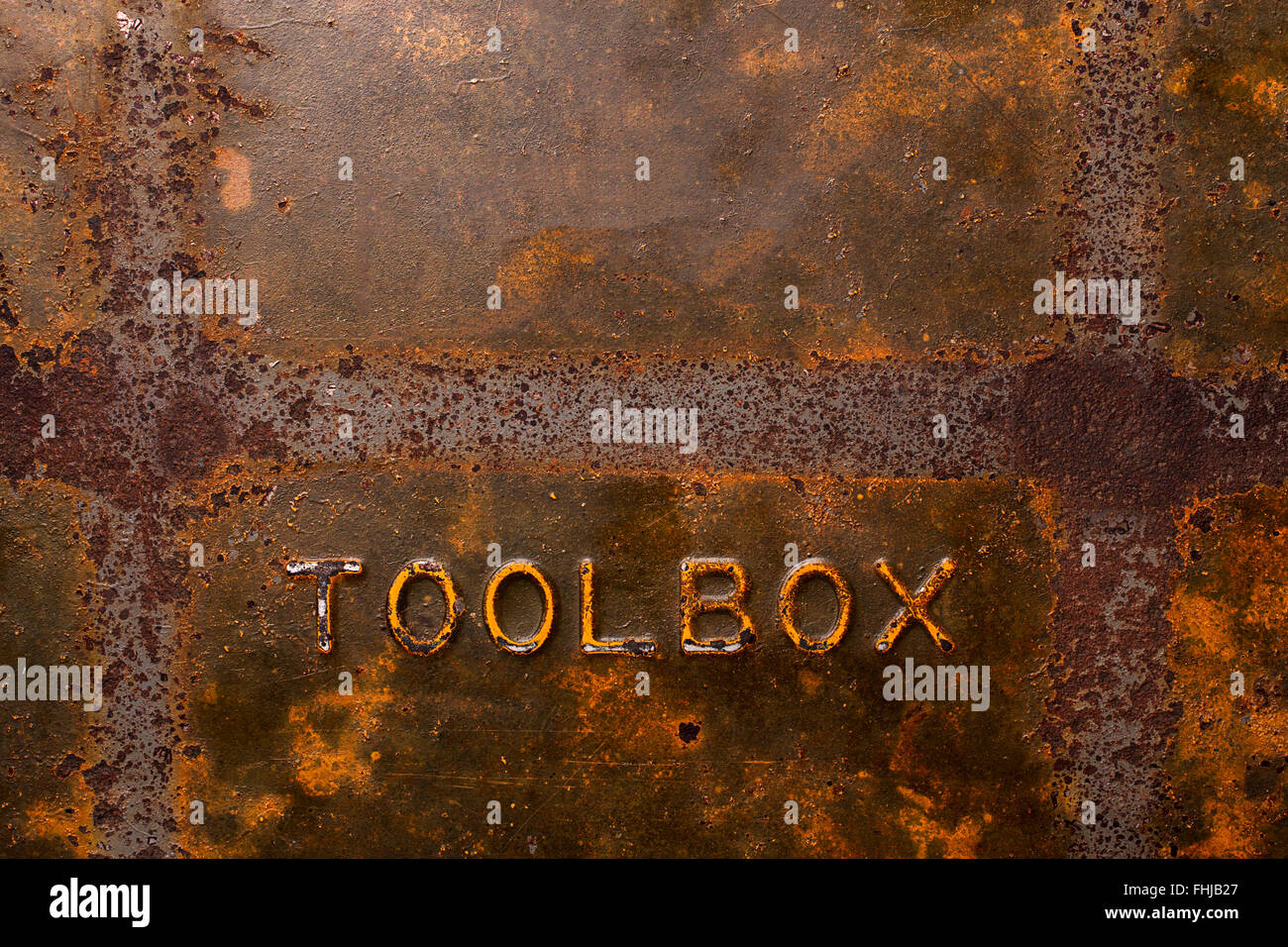 Rusty Old metal toolbox background with texture Stock Photo - Alamy