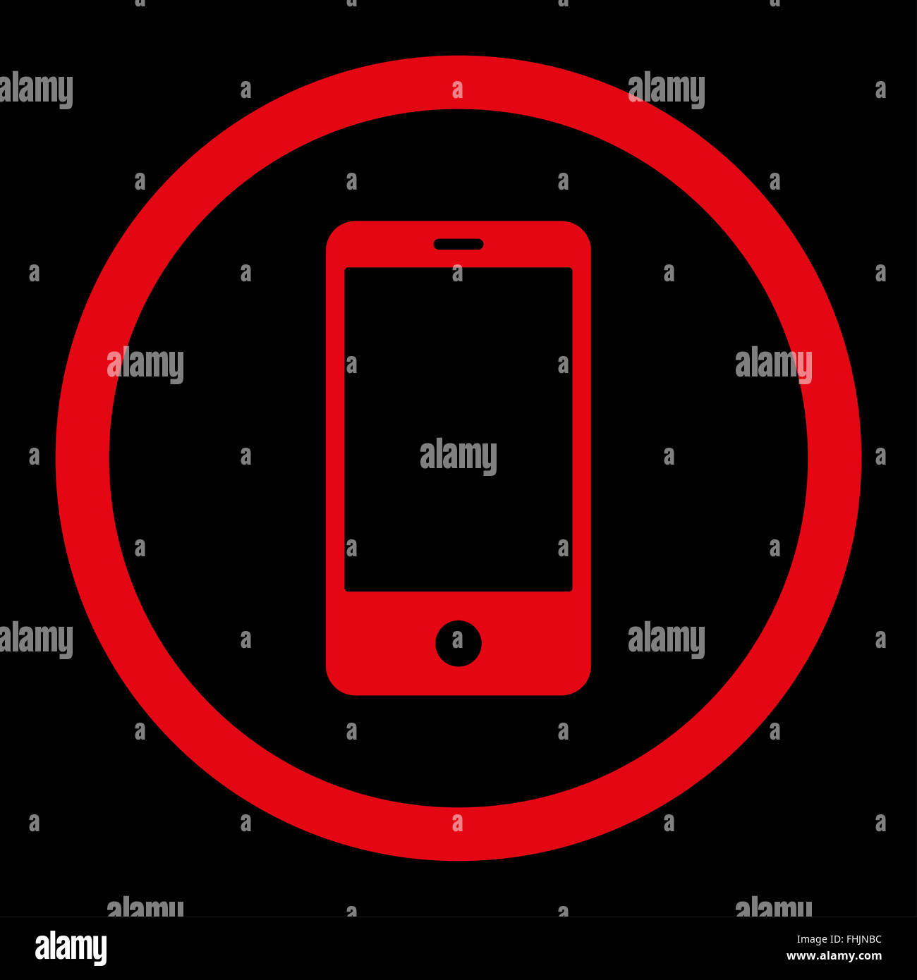 Smartphone flat red color rounded raster icon Stock Photo - Alamy